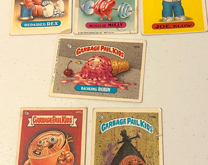 Vintage 1986 1987 80's Garbage Pail Kids Trading Cards - Set of 6 SEE ...