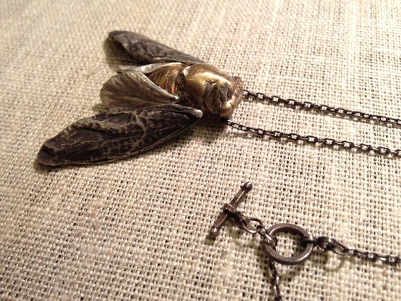 Cicada Necklace Bronze & Sterling Silver, Nature Inspired Mixed Metals ...