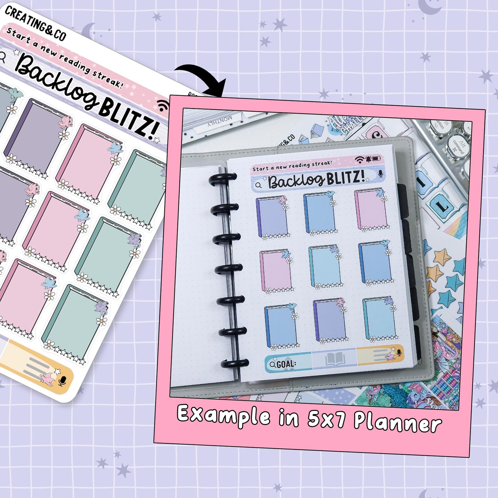 Backlog Blitz Reading Challenge Planner & Journal Sticker Set - RC527 ...