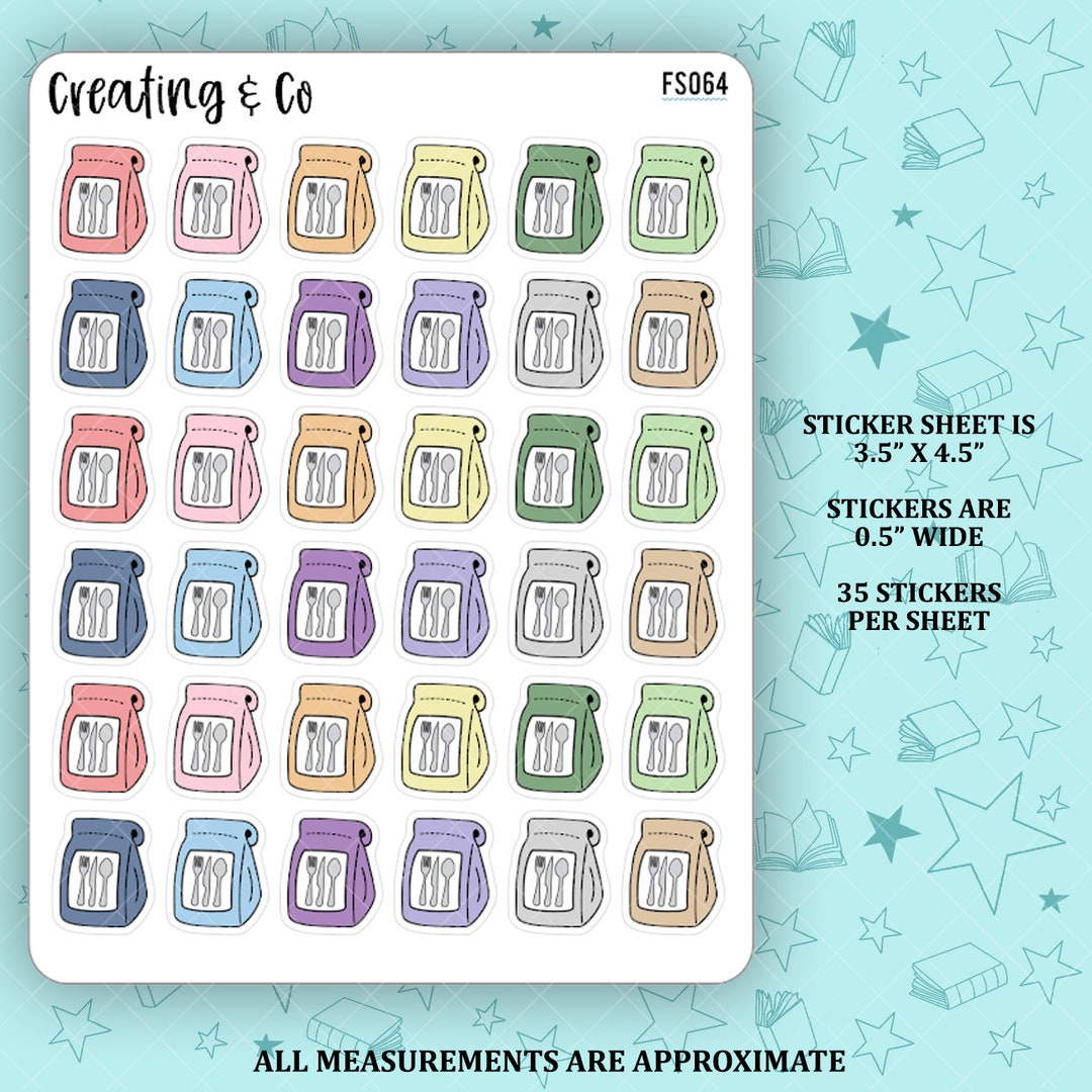 To Go Bag Food Functional Icon Stickers - FS064 - Etsy