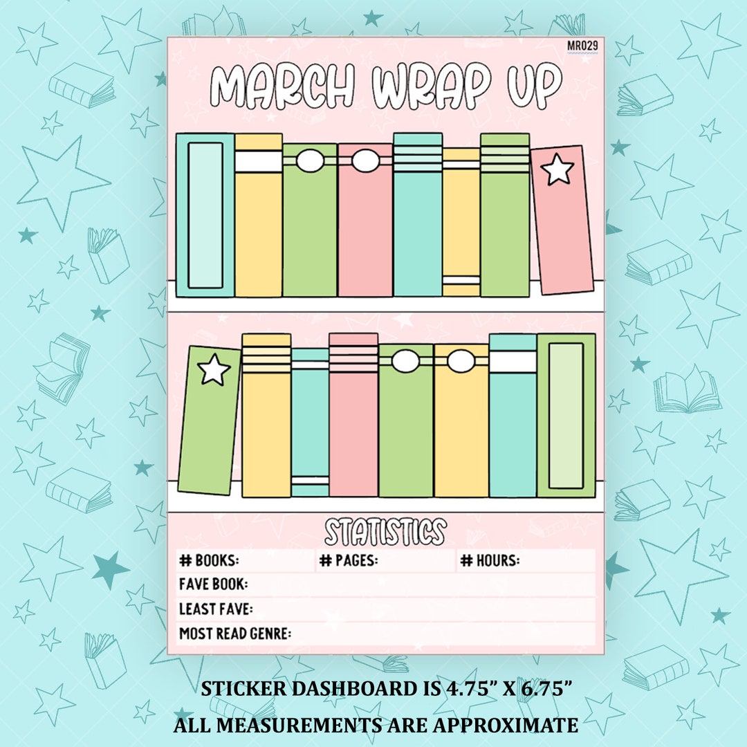 March Reading Wrap up Sticker Dashboard MR029 - Etsy