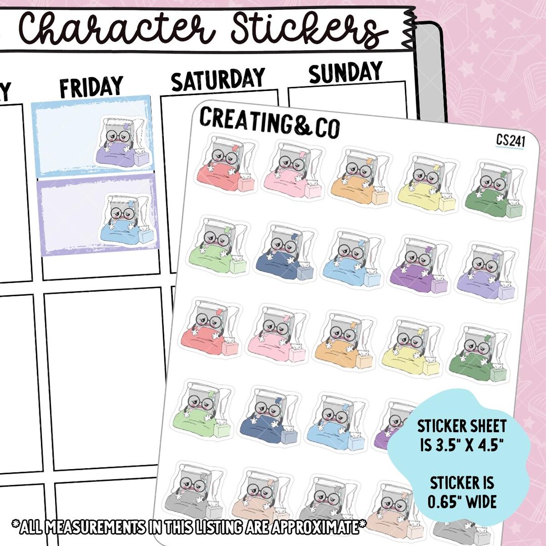 Sick Booksy Character Functional Planner Stickers - CS241 - Etsy