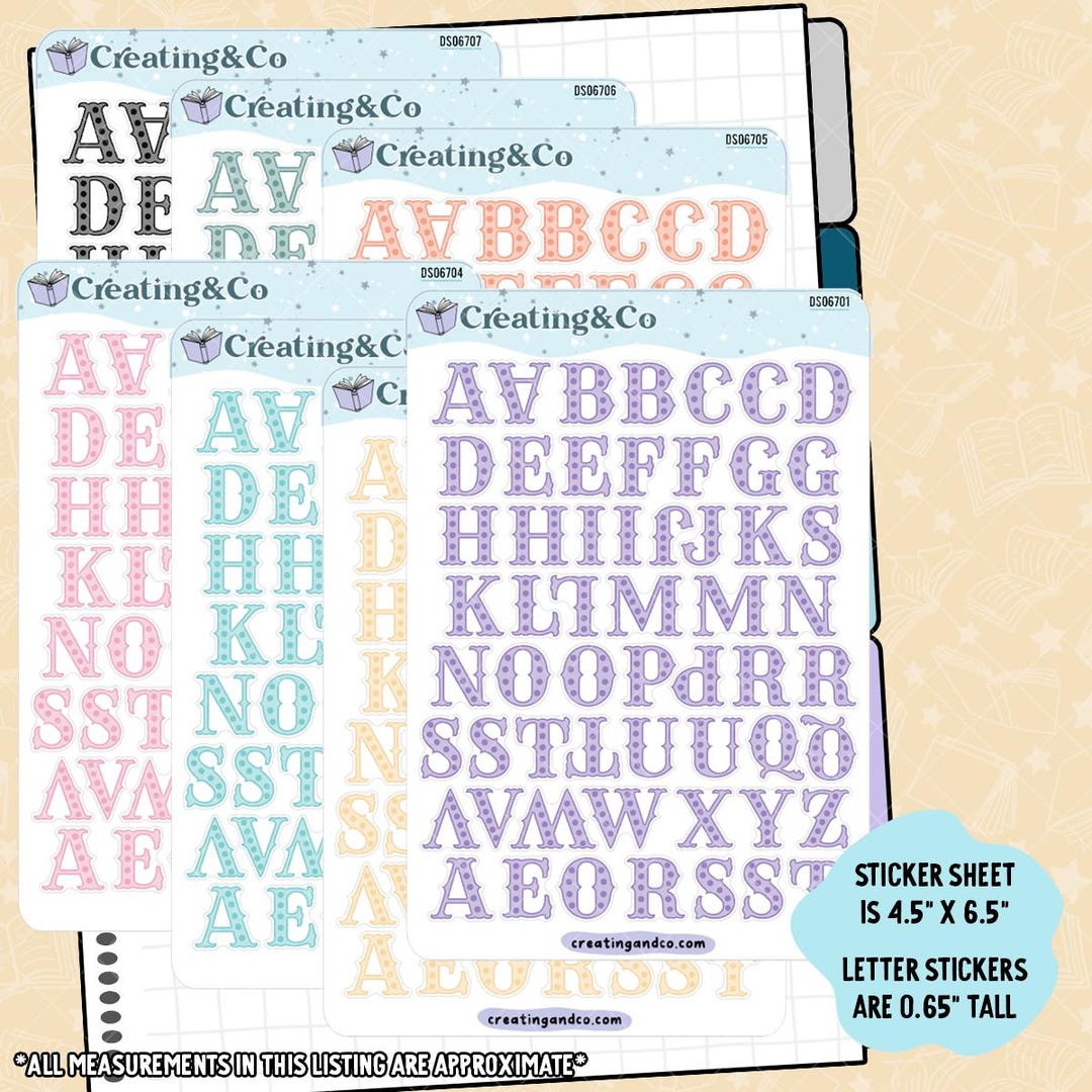 Marquee Letters Alphabet Journal Sticker Sheet Set - DS067 - Etsy