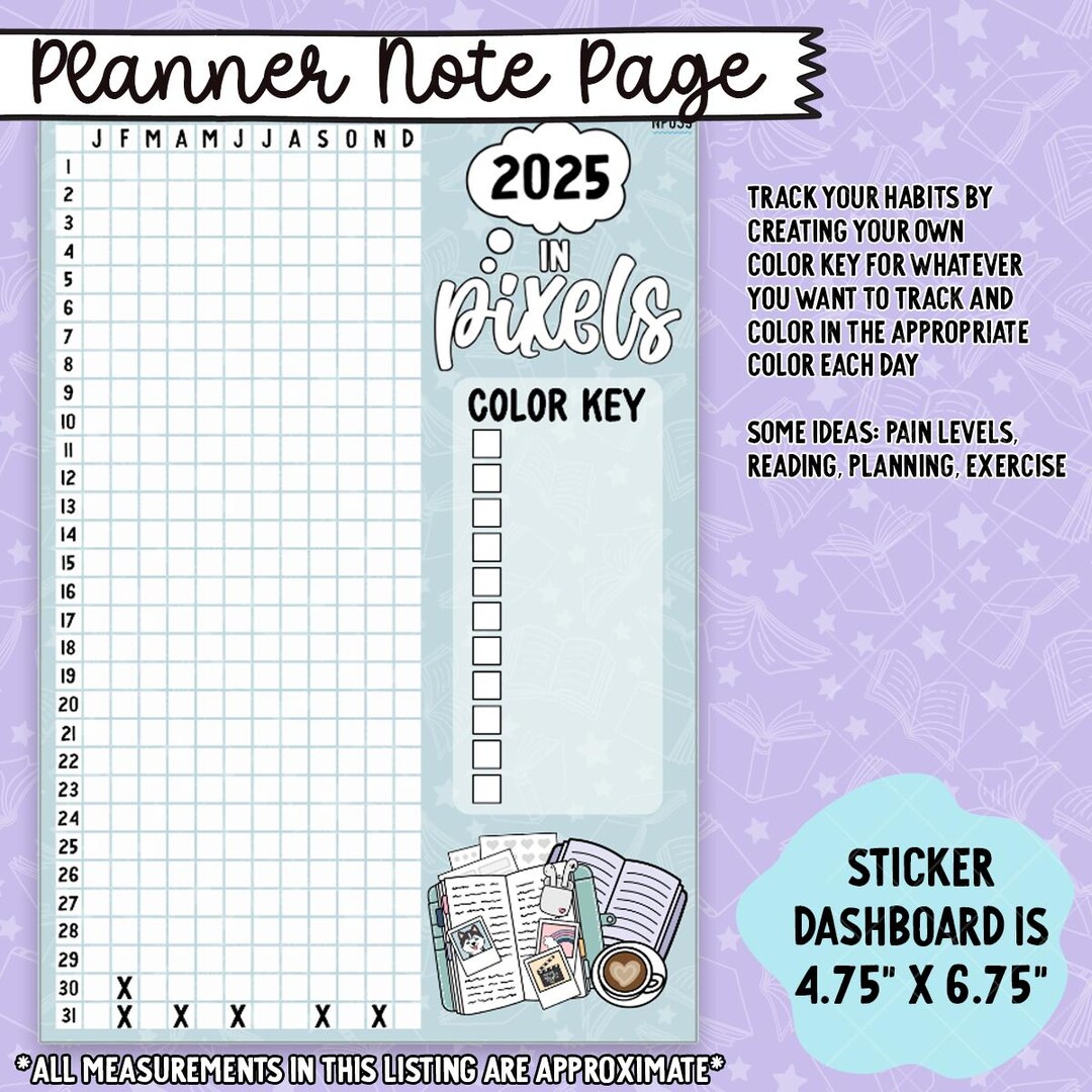 2025 in Pixels Notes Page Sticker Dashboard NP039 - Etsy