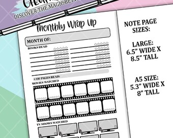 Monthly Wrap up Book Journal Page - Etsy