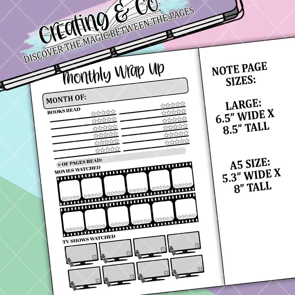 Monthly Wrap up Bullet Journal Note Page Sticker - Etsy