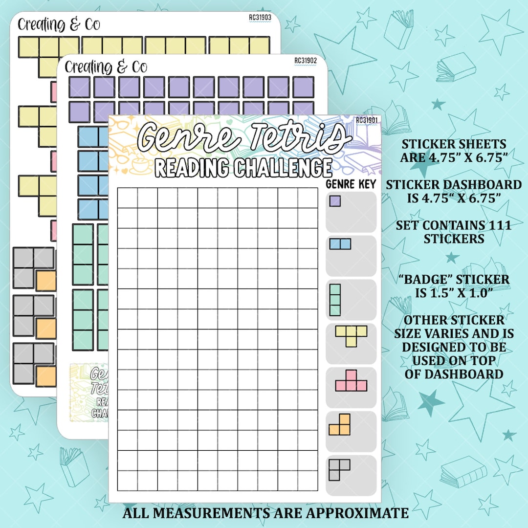 Genre Tetris Reading Challenge Tracking Stickers - 2024 Design - RC319 ...