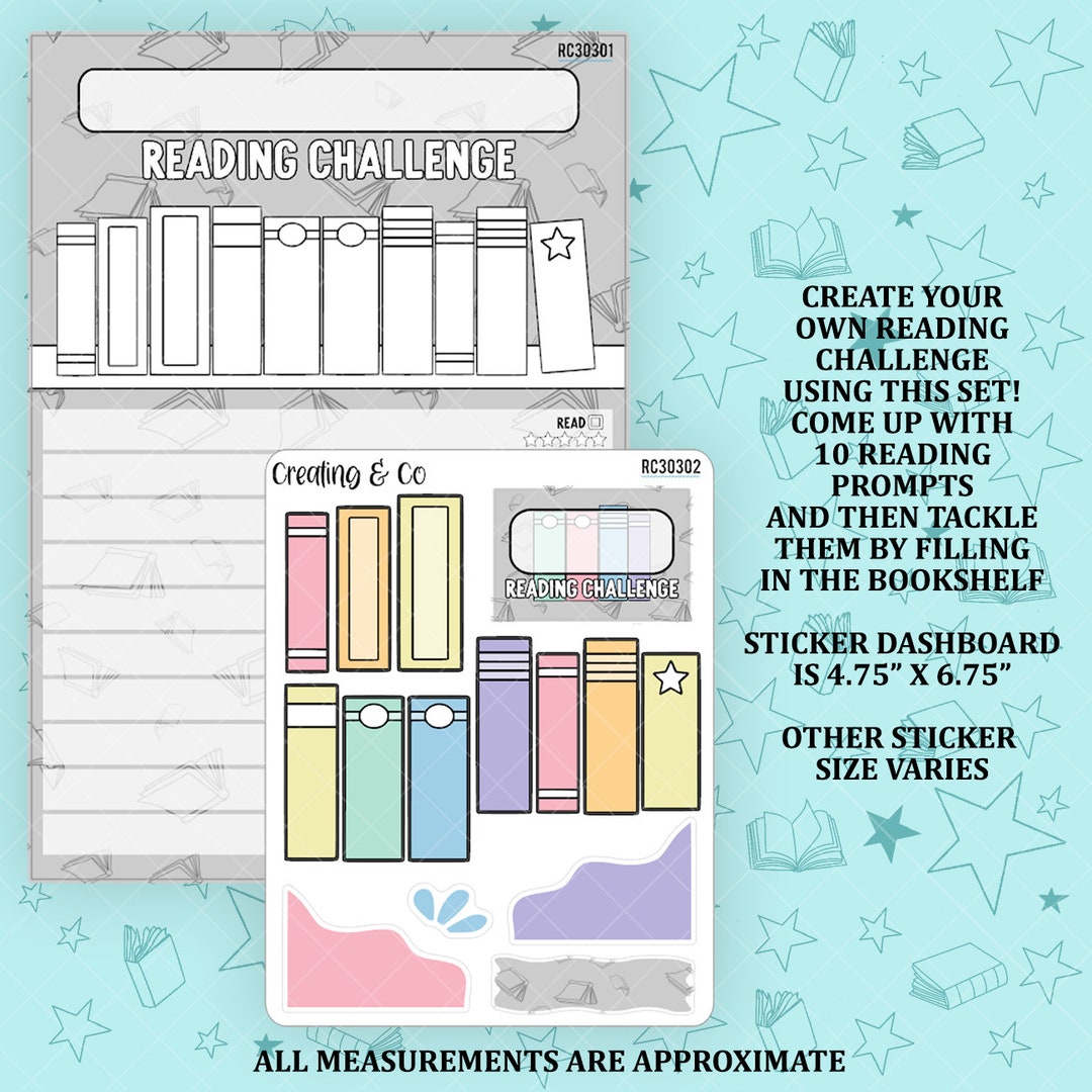 Create Your Own Reading Challenge 5x7 Dashboard and Sticker Tracker ...