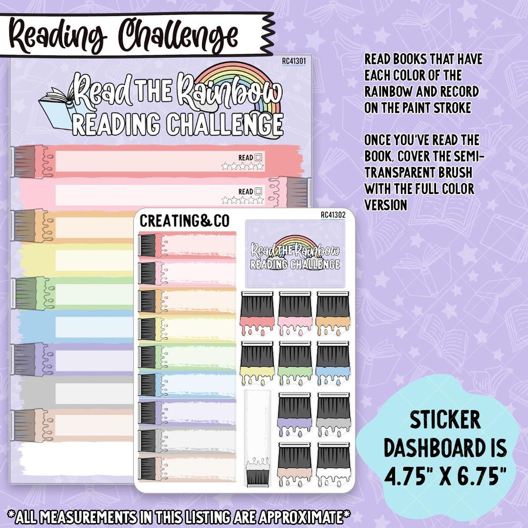 Read the Rainbow Book Cover Reading Challenge Label Sticker Set - RC413 ...