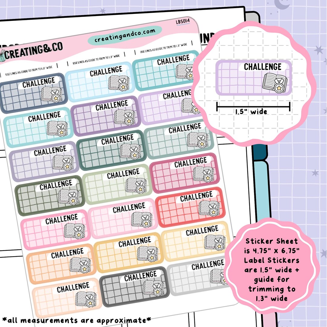 Challenge Label Functional Sticker Sheet - LBS014 - Etsy
