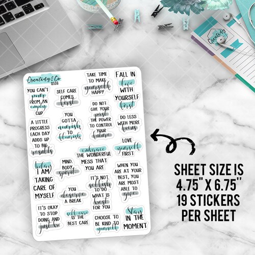 Self Care Quote Planner Stickers Motivational Quote Stickers - Etsy