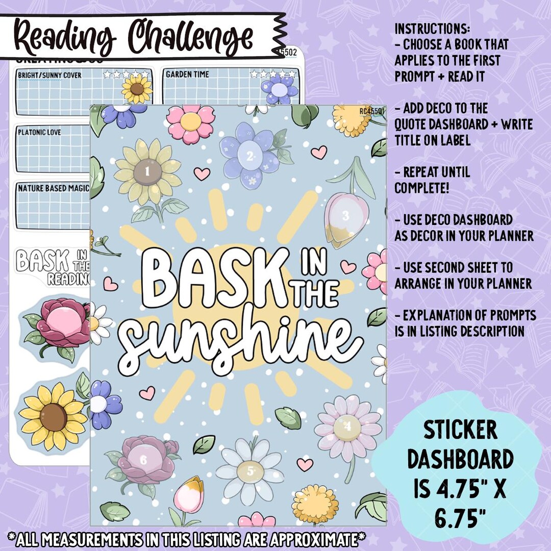 Bask in the Sunshine Decorative Reading Challenge 5x7 Dashboard and ...