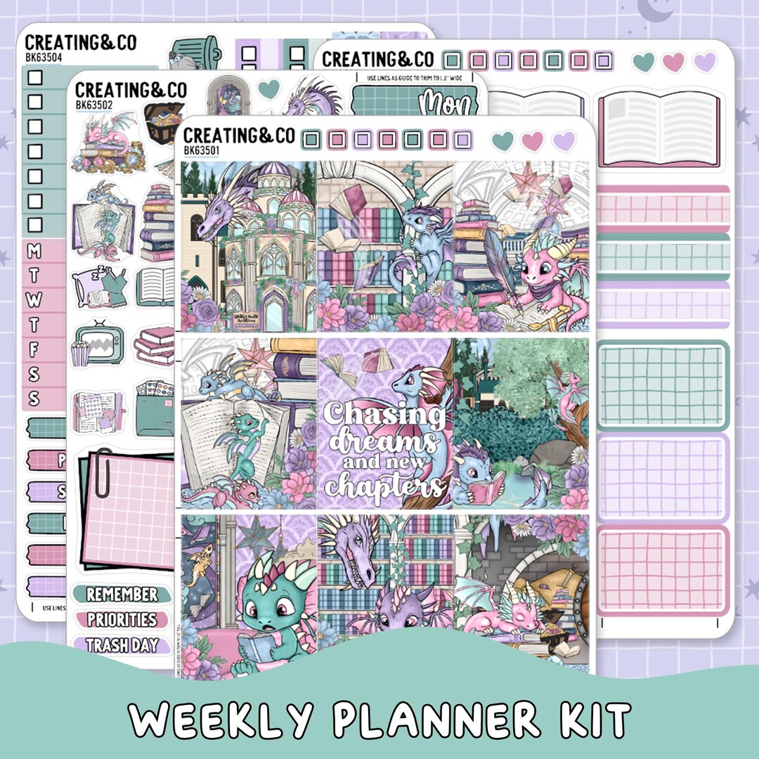 Chasing Dragons Vertical Weekly Planner Sticker Kit - BK635 - Etsy