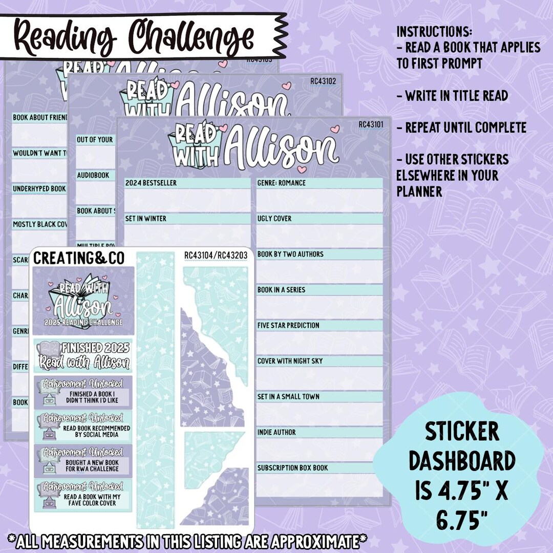 2025 Read With Allison Reading Challenge Dashboard Set - RC431/RC432 - Etsy