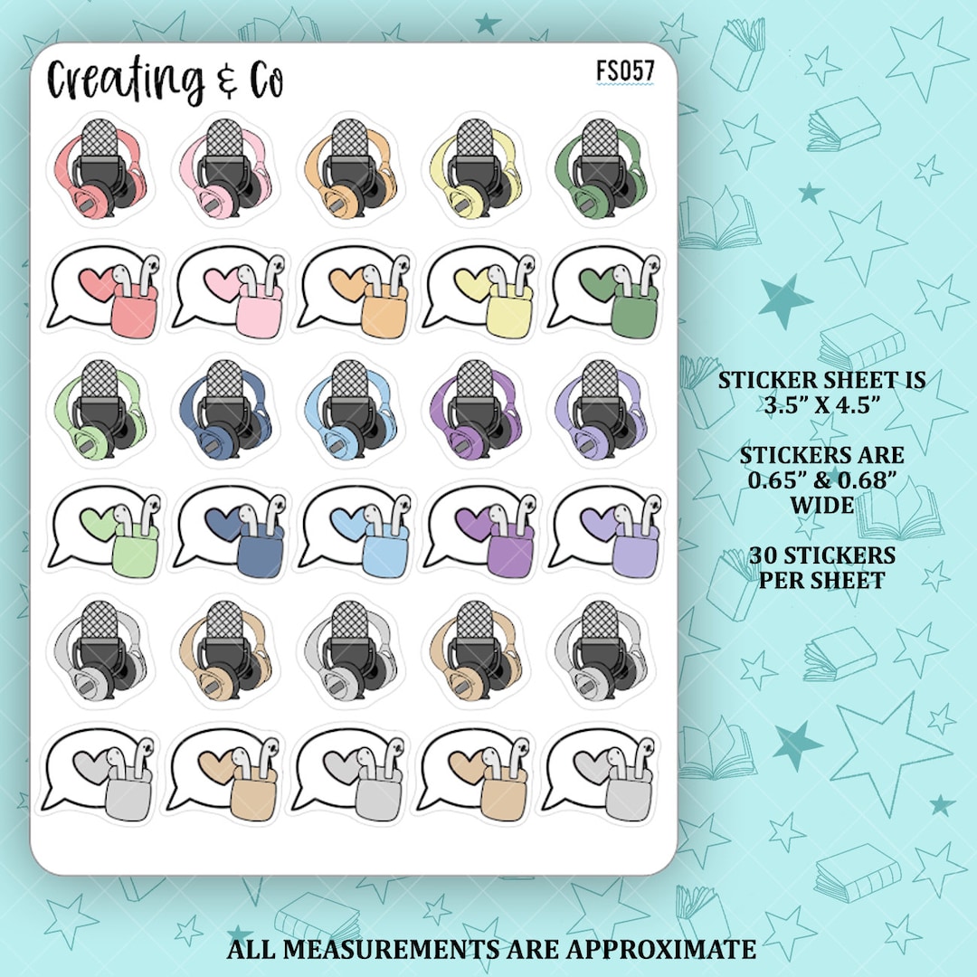 Podcast Microphone Functional Icon Stickers - FS057 - Etsy
