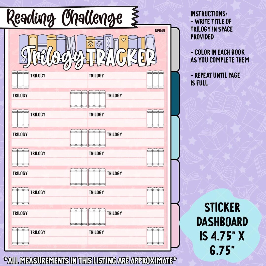 Trilogy Series Tracker Notes Page Sticker Dashboard - NP049 - Etsy
