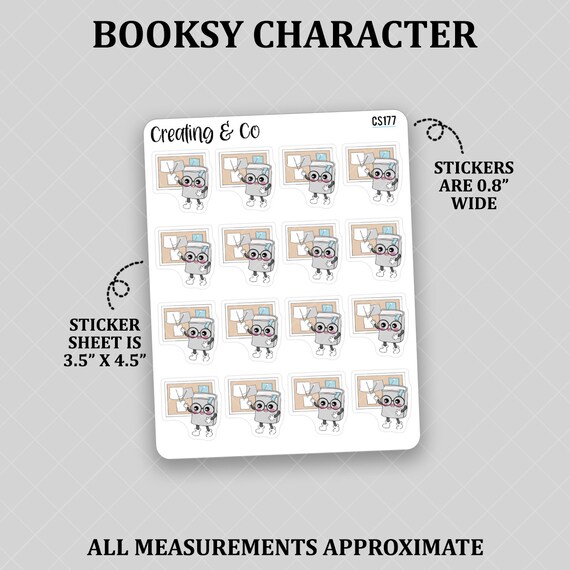 Brainstorming Booksy Character Functional Stickers CS177 - Etsy