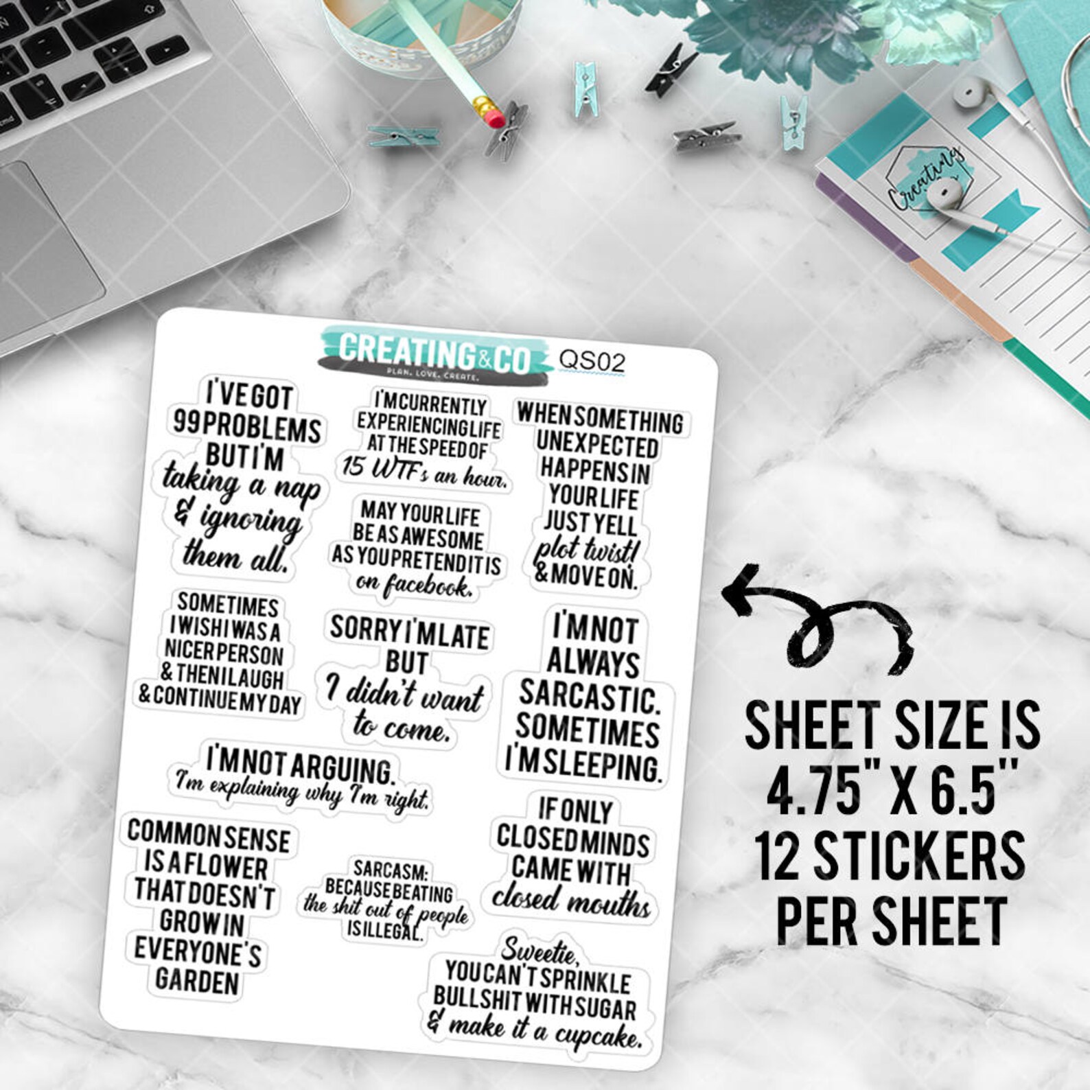 Sarcastic Funny Quote Planner Stickers Inspirational Quotes - Etsy