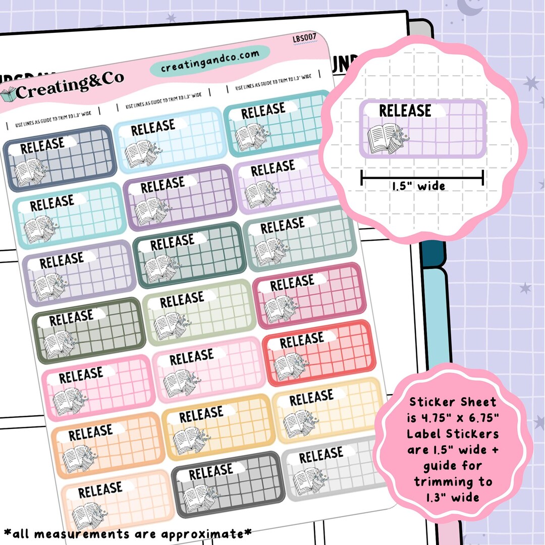 Book Release Label Functional Sticker Sheet - LBS007 - Etsy