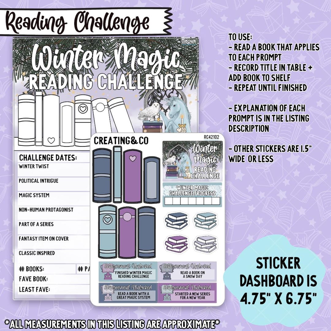 Winter Magic Reading Challenge 5x7 Dashboard and Sticker Trackers RC421 ...