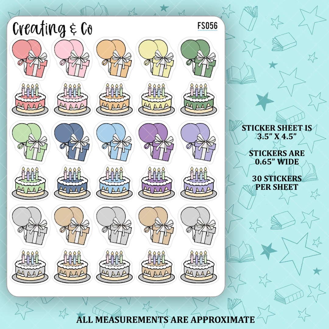 Birthday Functional Icon Stickers - FS056 - Etsy