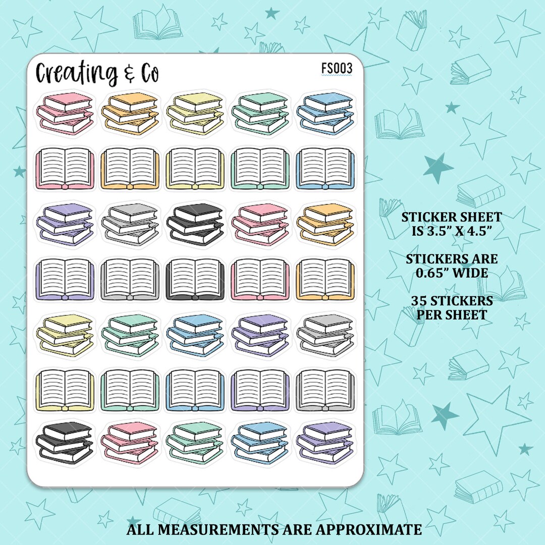 Books and Book Stack Functional Icon Stickers - FS003 - Etsy