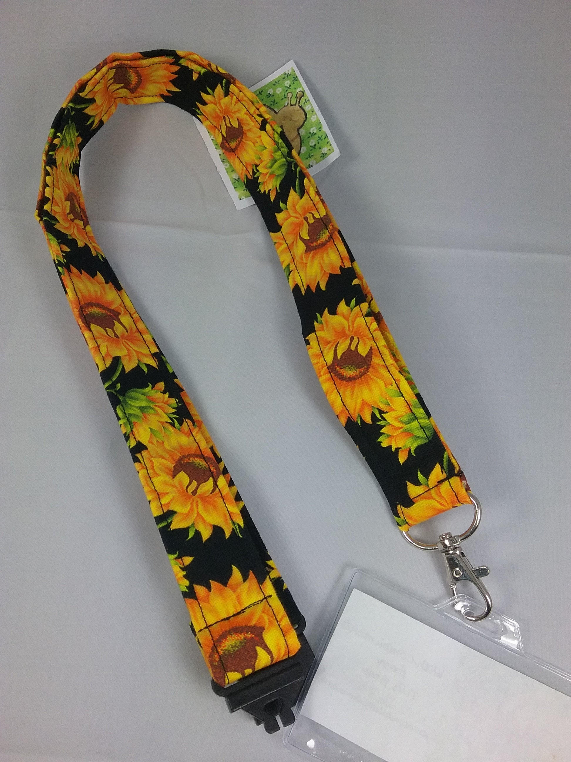 Fabric Lanyard SUNFLOWER Free ID Card Holder 40 Safety - Etsy UK