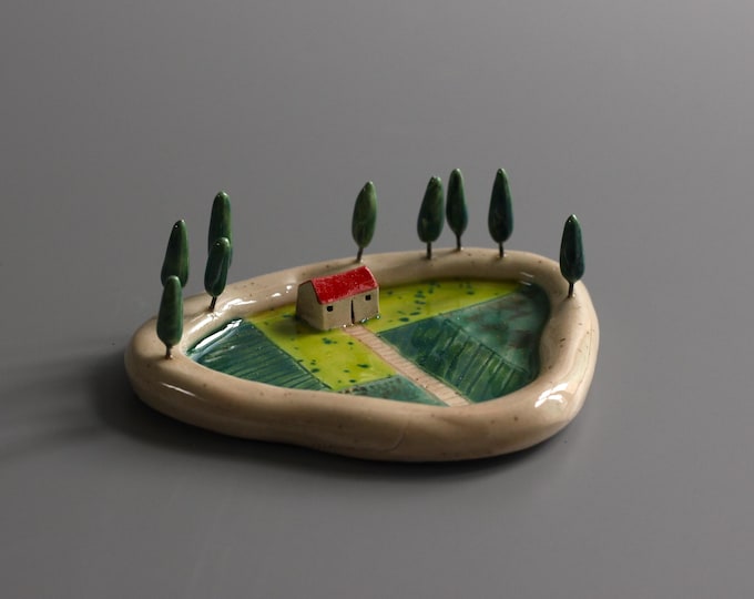 Ceramic Farm House Plate - Miniature House - Tiny House - Ring Dish ...