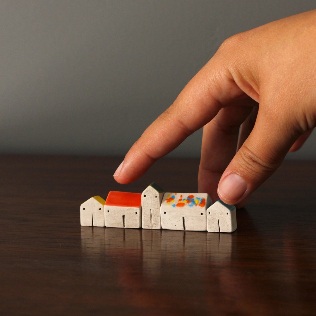 Set of 5 Ceramic Houses Miniature House Tiny House Handmade Ceramic ...