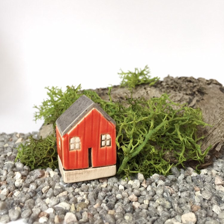 Red Greenland Ceramic House Miniature House Tiny House | Etsy