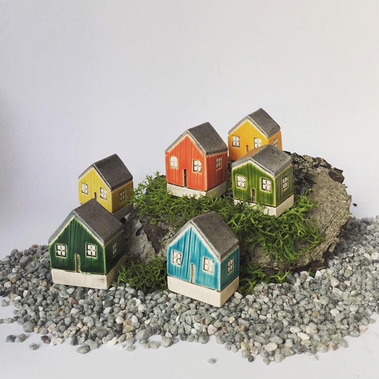 Red Greenland Ceramic House Miniature House Tiny House | Etsy