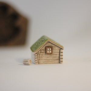 Norway House With Wood Log - Forest Cabin - Ceramic Little House - Tree ...