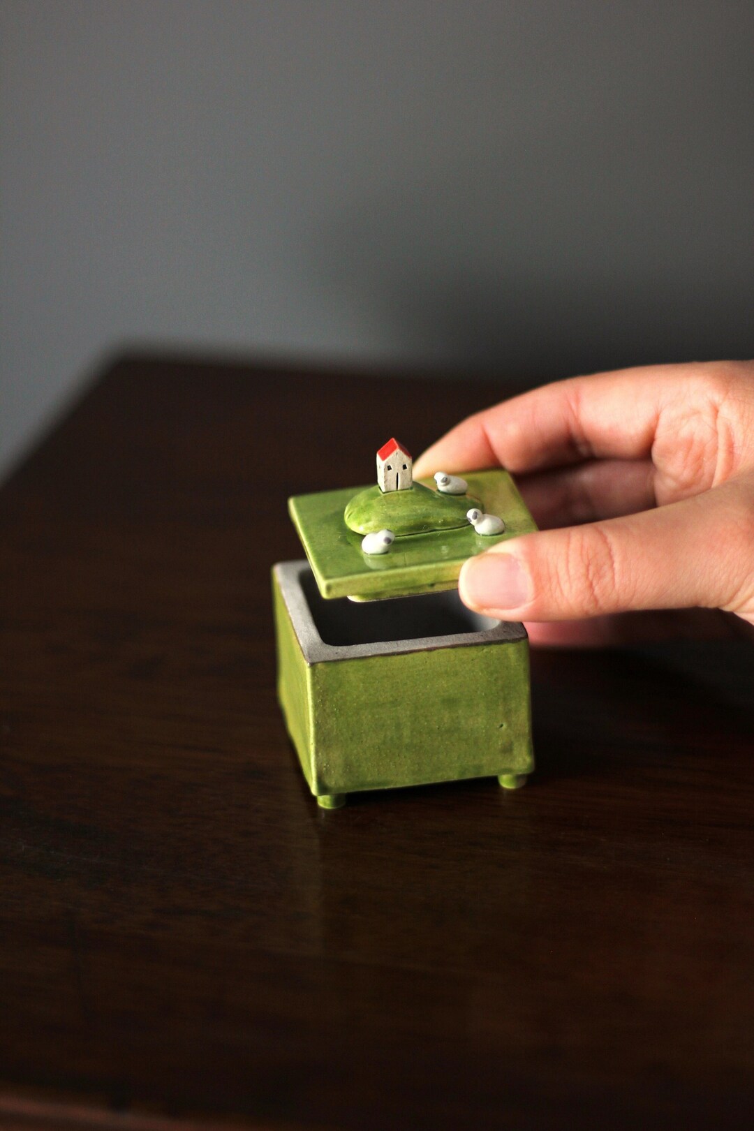 Ceramic Box With Sheep on the Hill Handmade Ceramic Box With House ...
