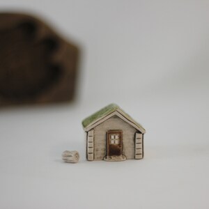 Norway House With Wood Log - Forest Cabin - Ceramic Little House - Tree ...