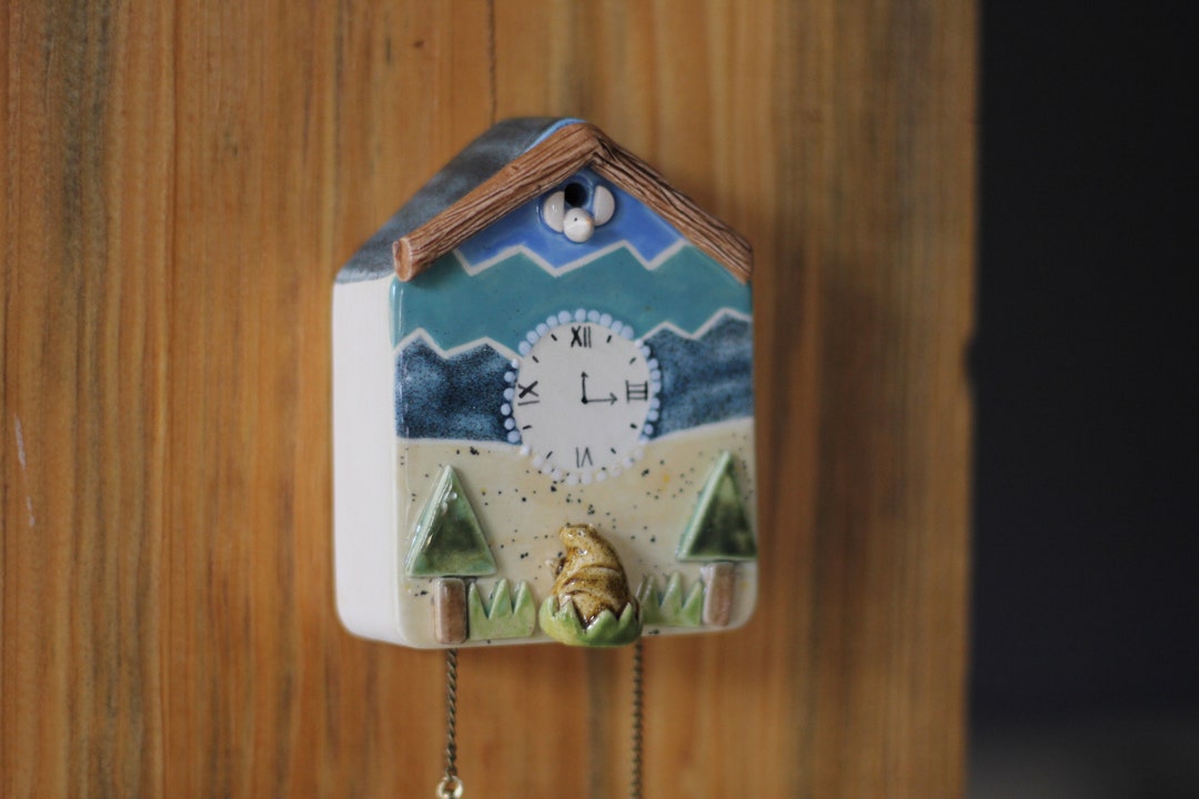 Ceramic Cockoo Clock Miniature Cockoo Clock Tiny Small House Handmade ...