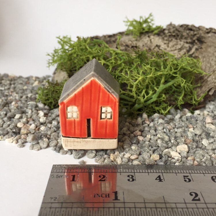 Red Greenland Ceramic House Miniature House Tiny House | Etsy
