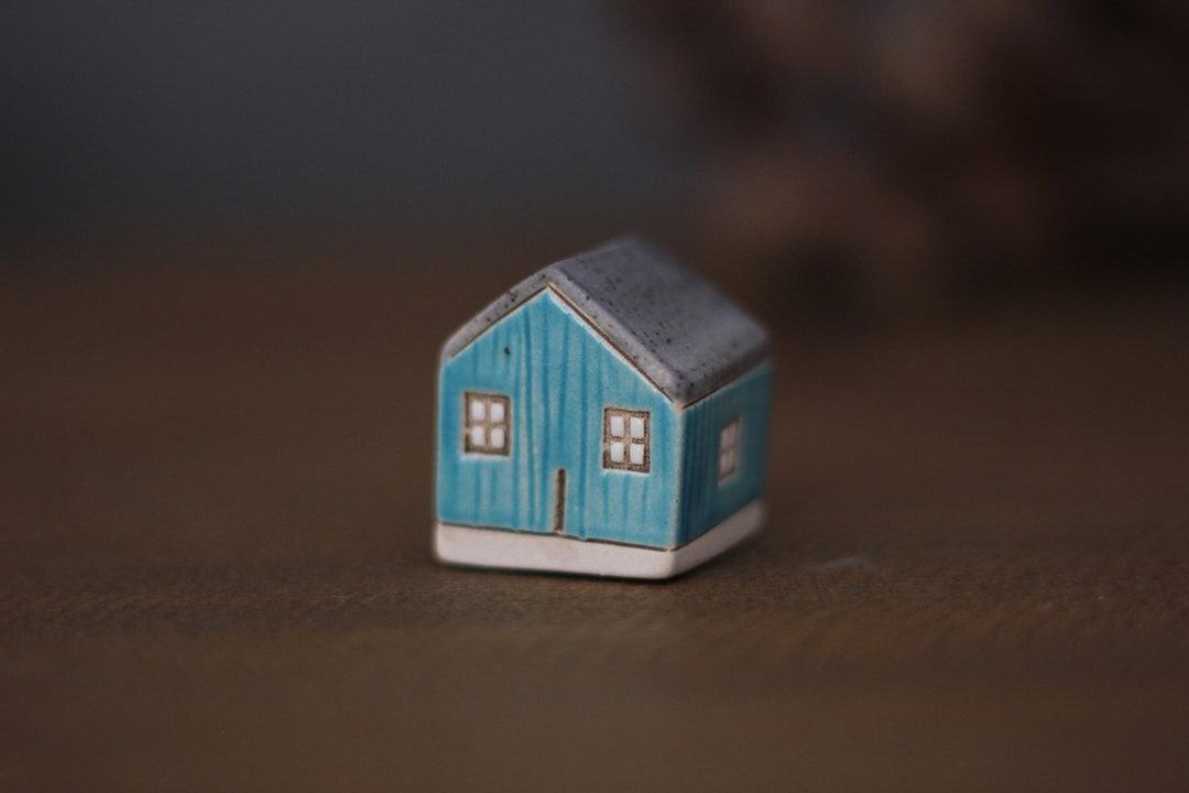 Blue Greenland Ceramic House- Miniature House - Tiny House - Handmade ...