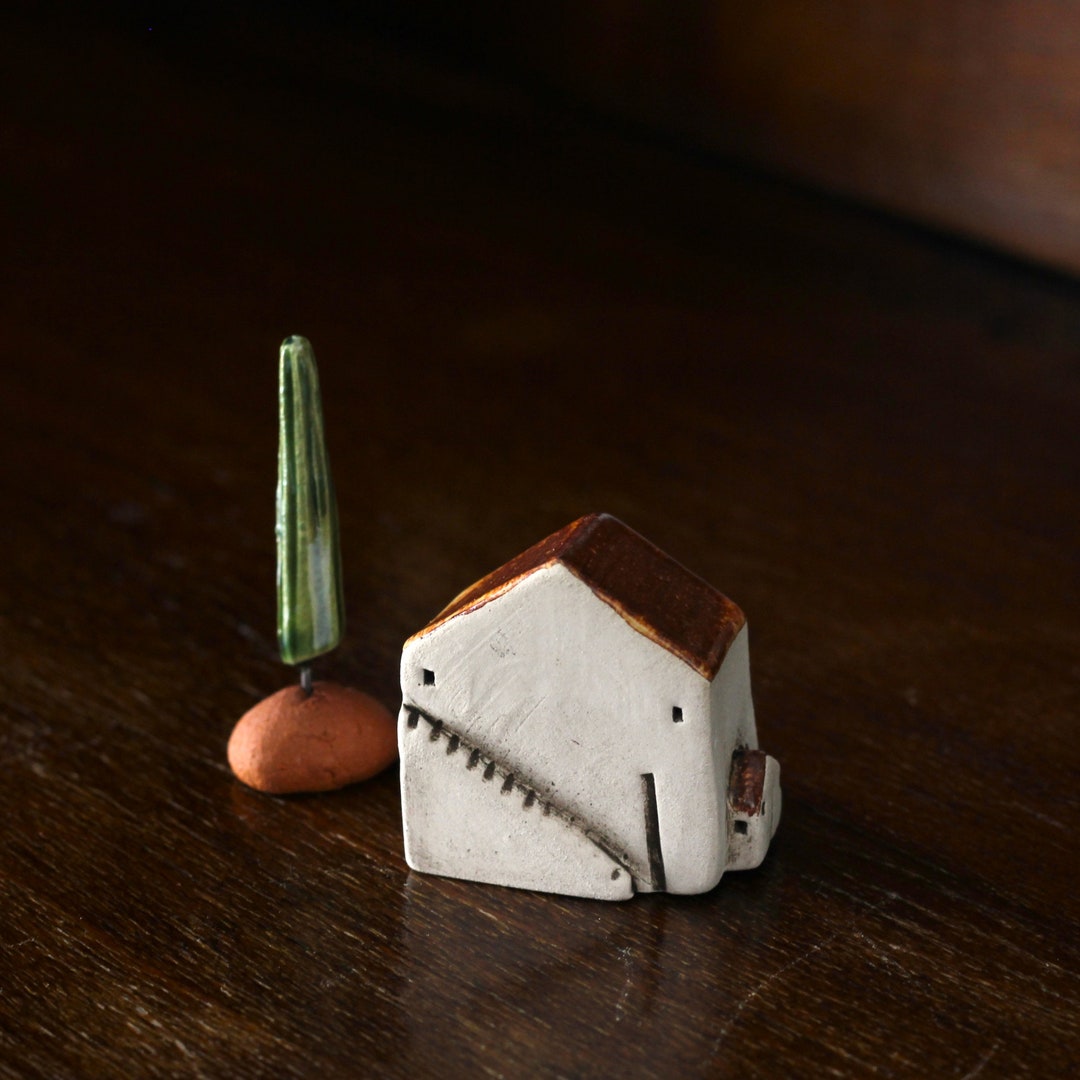 Tuscany House and Cypress Tree - Miniature - House - Tiny Small House ...