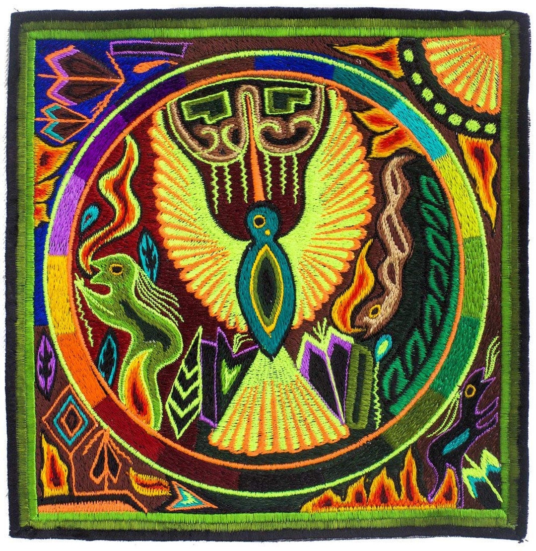 Huichol Golden Eagle Peyote Embroidery Patch Shaman Artwork Mescaline ...
