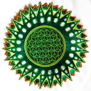 Flower of Life Green Star Patch Holy Geometry Embroidery Sacred ...