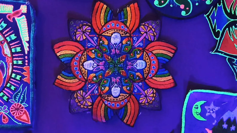 Rainbow Flymushroom Mandala Goa Patch Psychedelic Magic Mushroom Hippie ...
