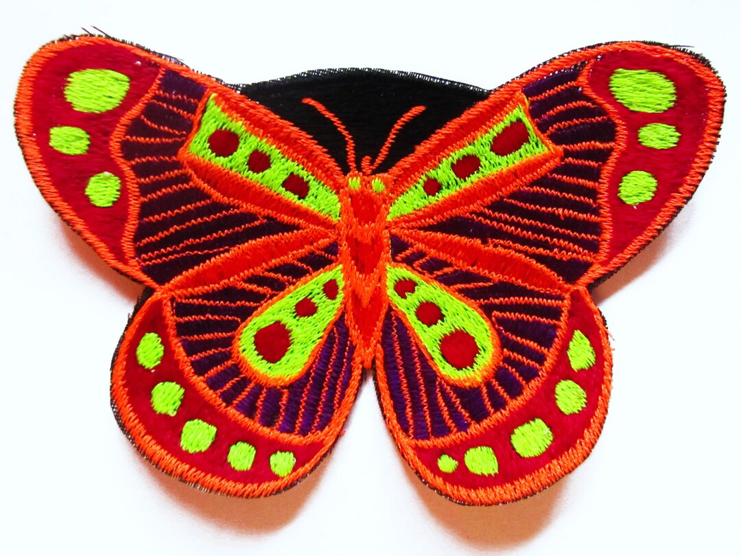 Yellow Dots Butterfly Patch Small Size Rainbow Goa Trance Blacklight - Etsy
