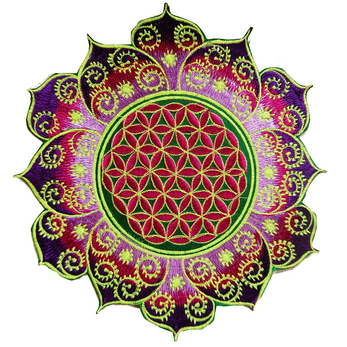 Green Purple Flower of Life holy geometry patch fractal | Etsy