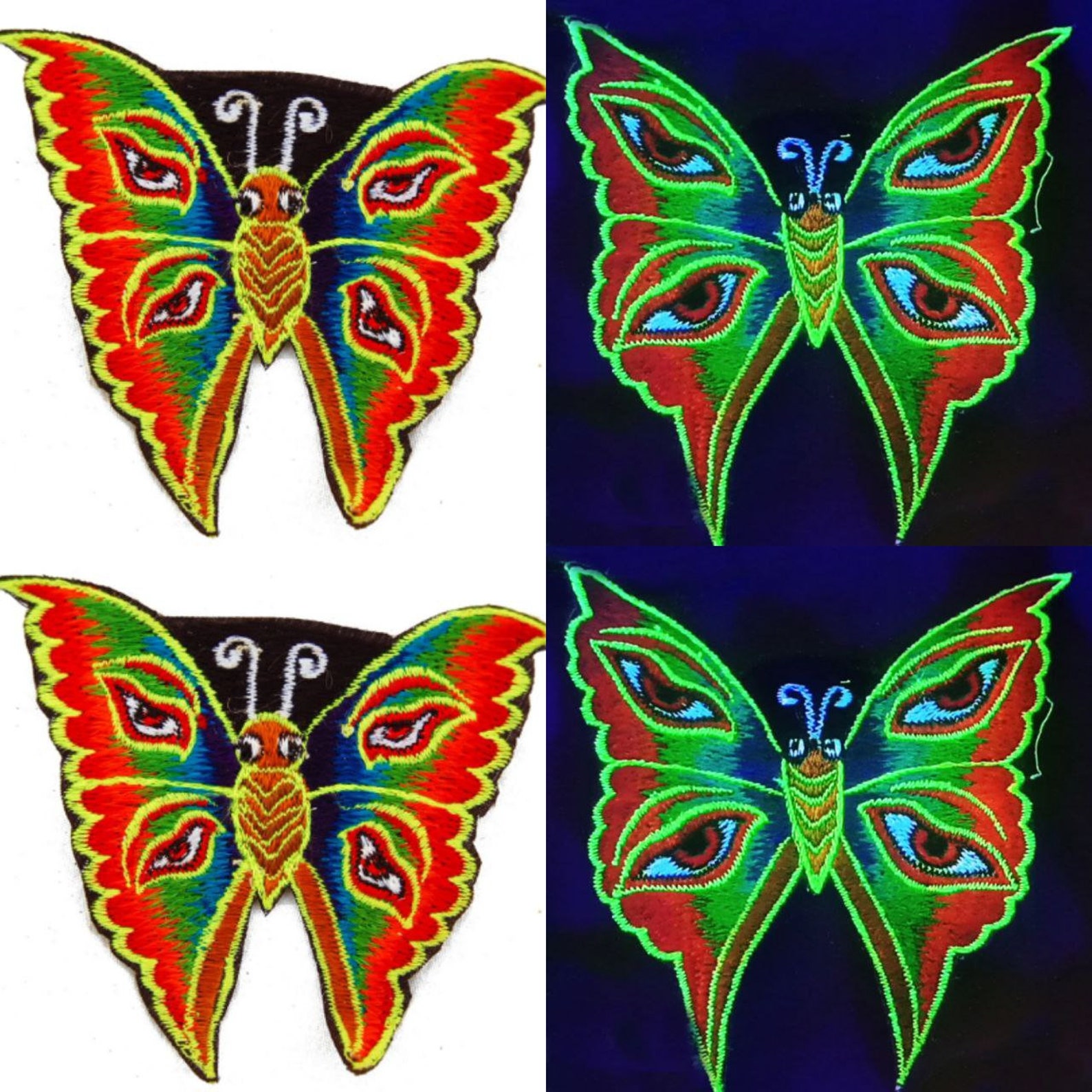 Rainbow Butterfly Buddha Eyes Embroidery Patch Small Size Goa Trance ...
