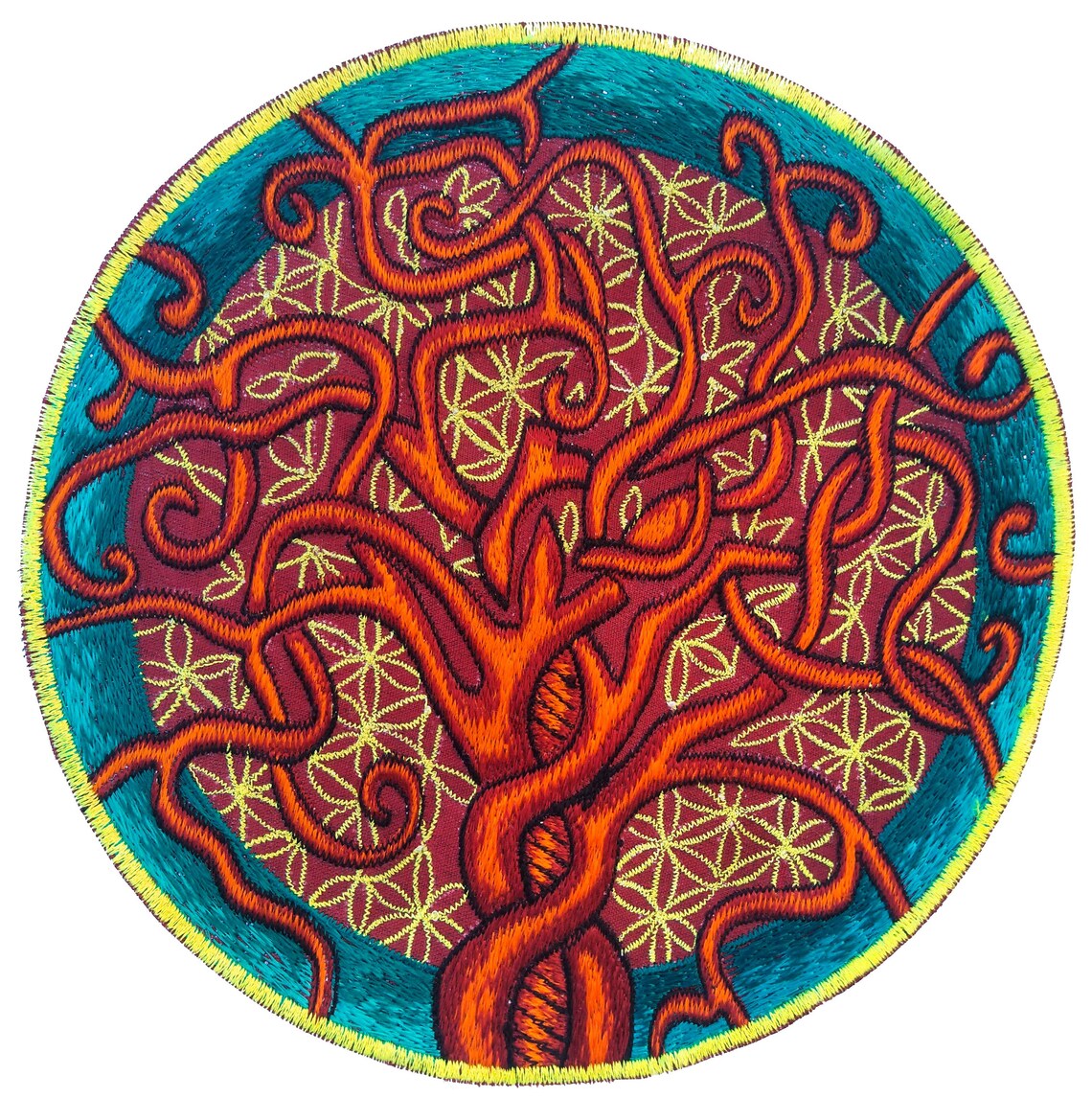 Flower of Life Tree of Life Sacred Geometry Embroidery Art - Etsy