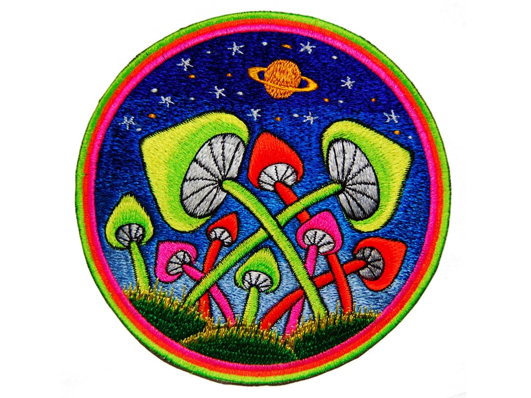 Glowing Magic Mushrooms Patch Fully Blacklight Glowing Design ...