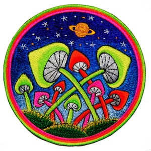 Glowing Magic Mushrooms Patch Fully Blacklight Glowing Design ...