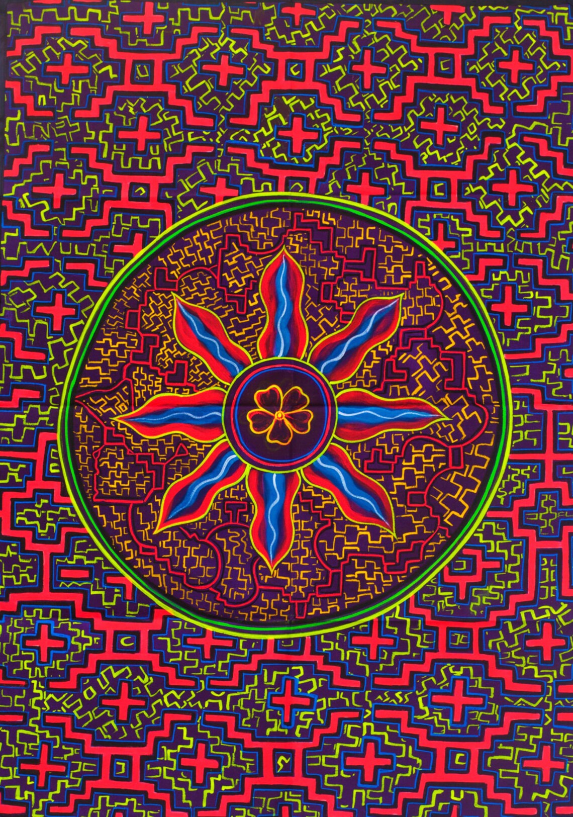 Ayahuasca Flower UV Painting 90x60cm Handmade on Order - Etsy