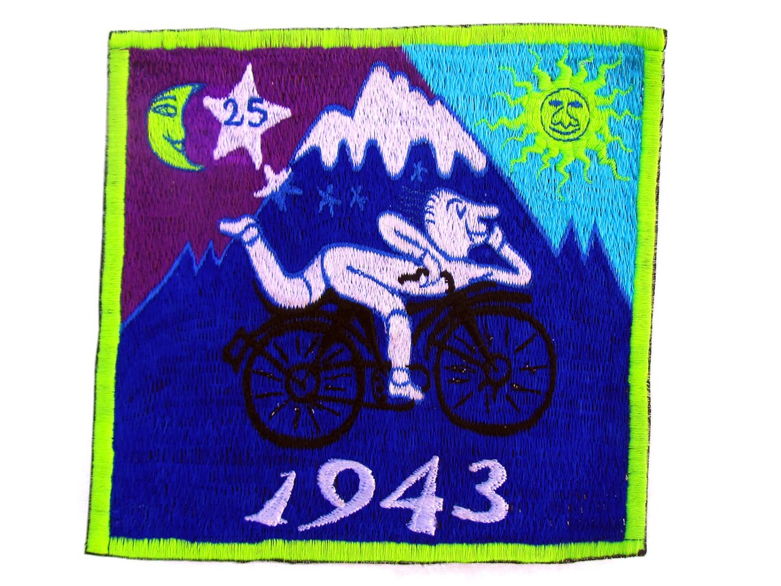 Blue Bicycle Day Blacklight LSD Cult Patch Albert Hofmann 1943 | Etsy