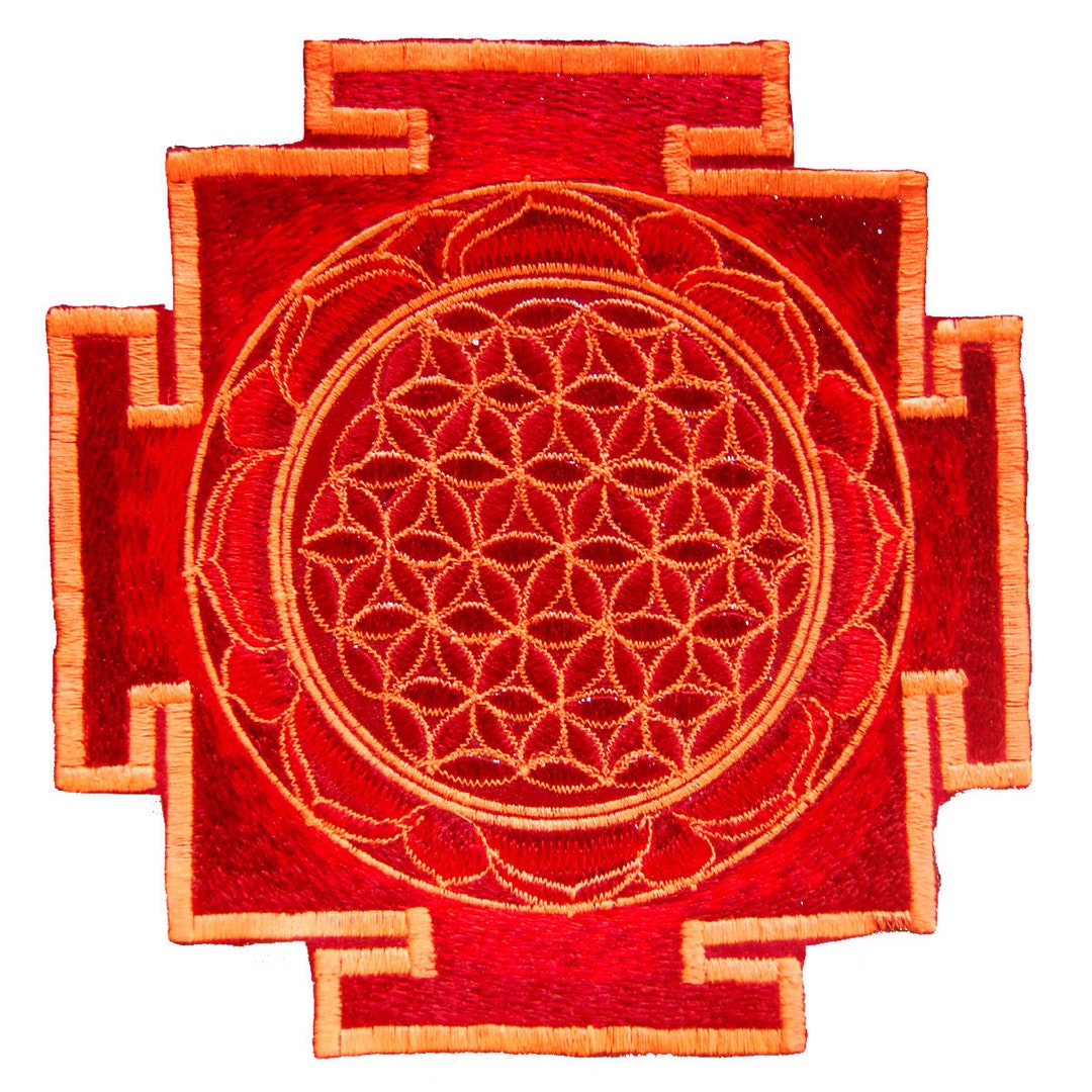 Red Yantra Flower of Life Sacred Geometry Goa Patch Holy Healing ...